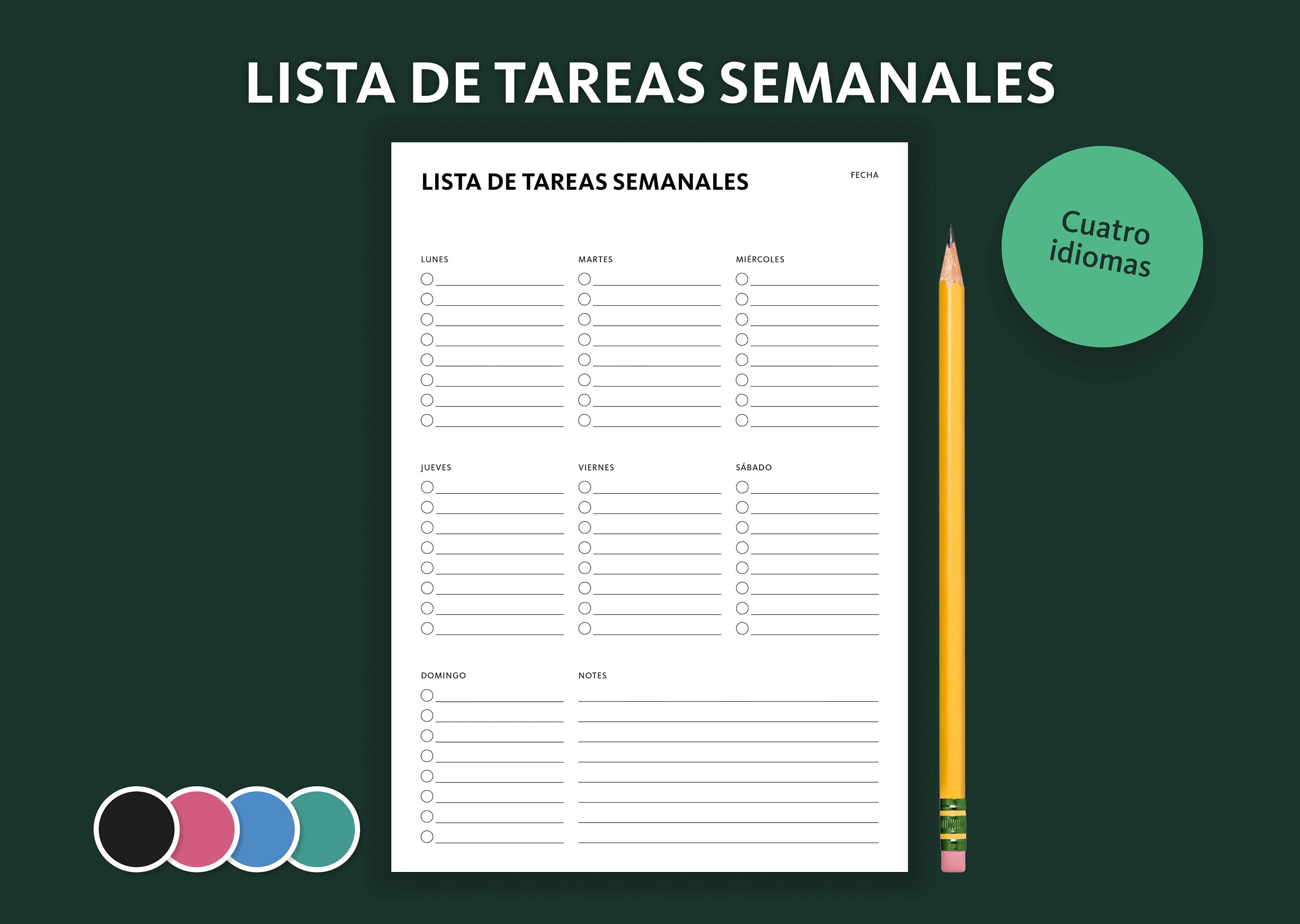 Lista De Tareas Semanales - Etsy