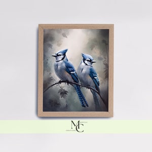 Blue Jay Wall Decor for Livingroom Blue Jay Watercolor Print for ...