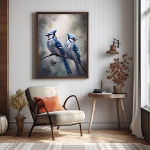 Blue Jay Wall Decor for Livingroom Blue Jay Watercolor Print for ...