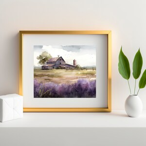 Lavender Landscape Wall Art Farmhouse Decor Lavender Fields Wall Art ...