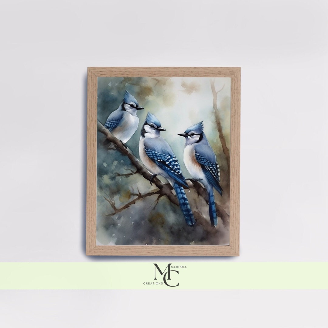 Blue Jay Wall Decor for Bird Lovers Wall Art Watercolor Blue Jay Print ...