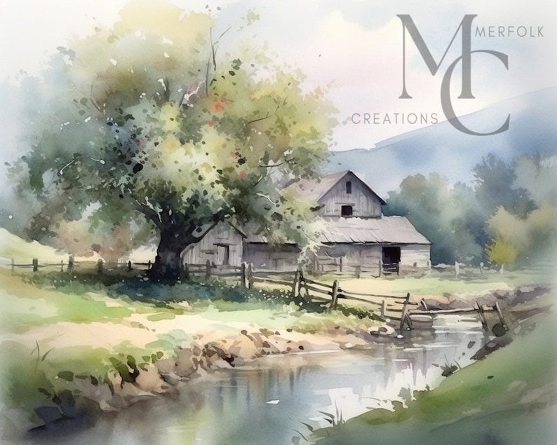 Modern Farmhouse Wall Decor, Farmhouse Watercolor Print, Country Style ...