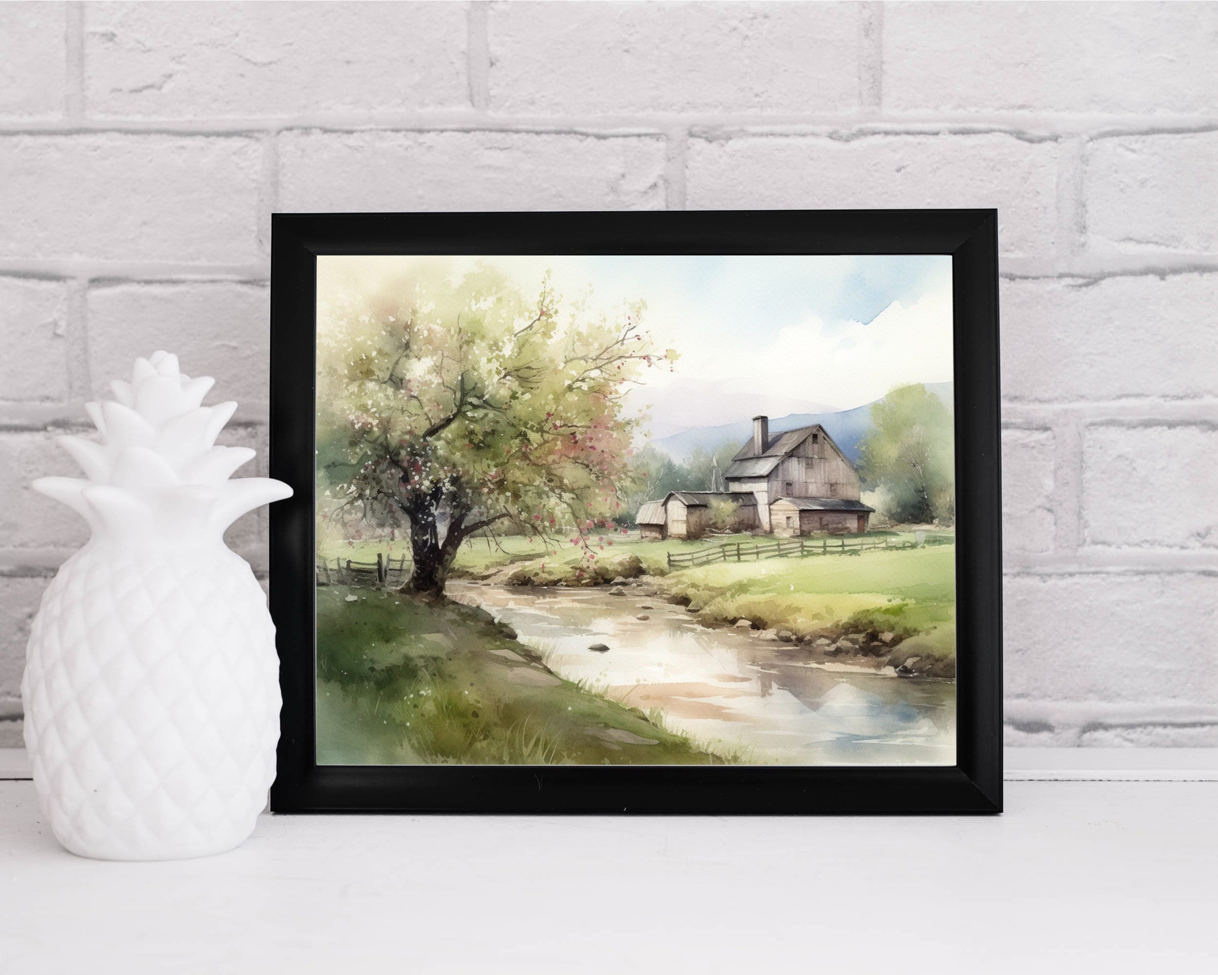 Farmhouse Wall Decor, Barn Watercolor Print, Country Style Decor, Barn ...