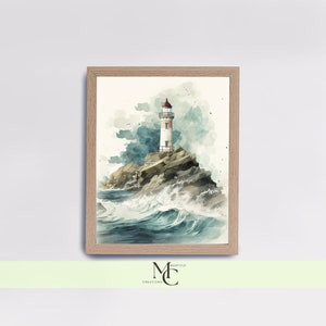 Lighthouse Watercolor Print, Lighthouse Wall Art, Beach House Decor ...
