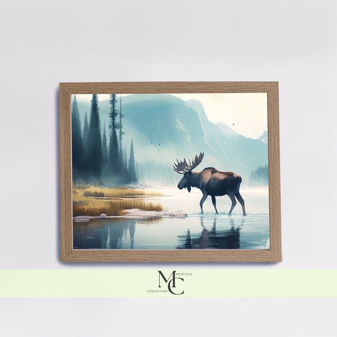 Woodland Moose Wall Decor for Lodge Wall Art Landscape Wildlife ...