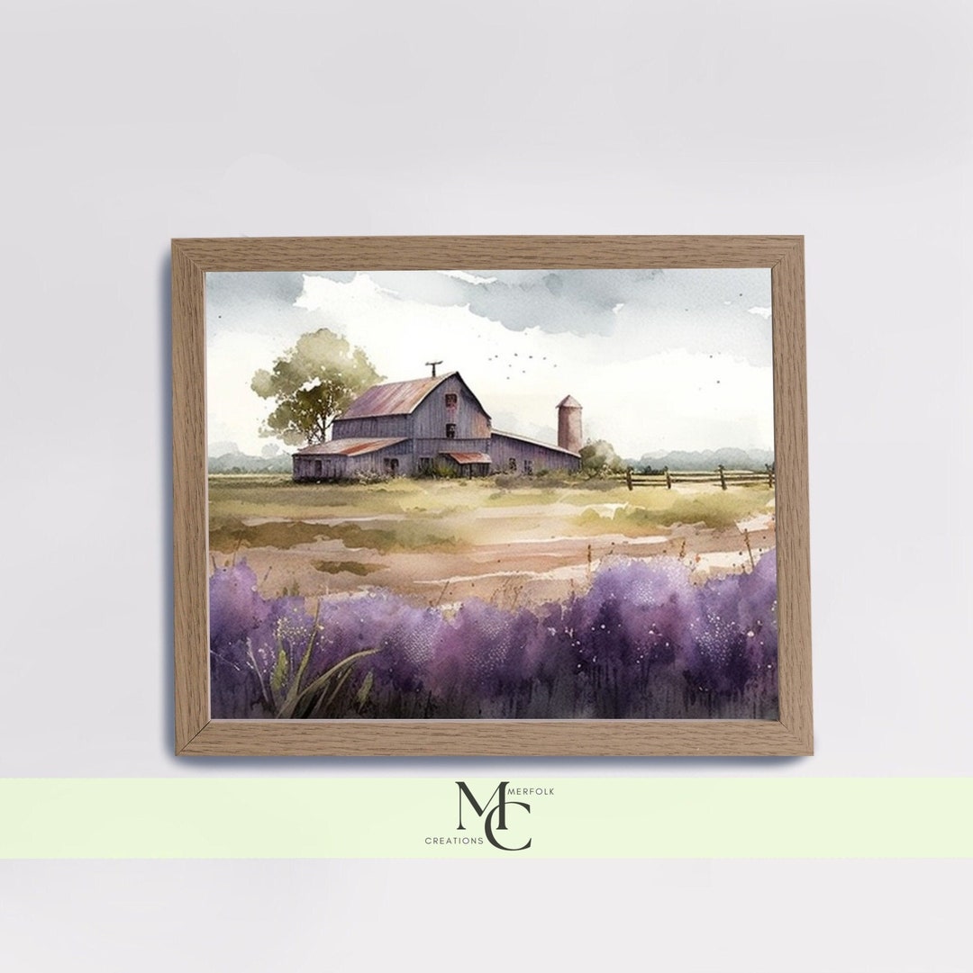 Lavender Landscape Wall Art Farmhouse Decor Lavender Fields Wall Art ...