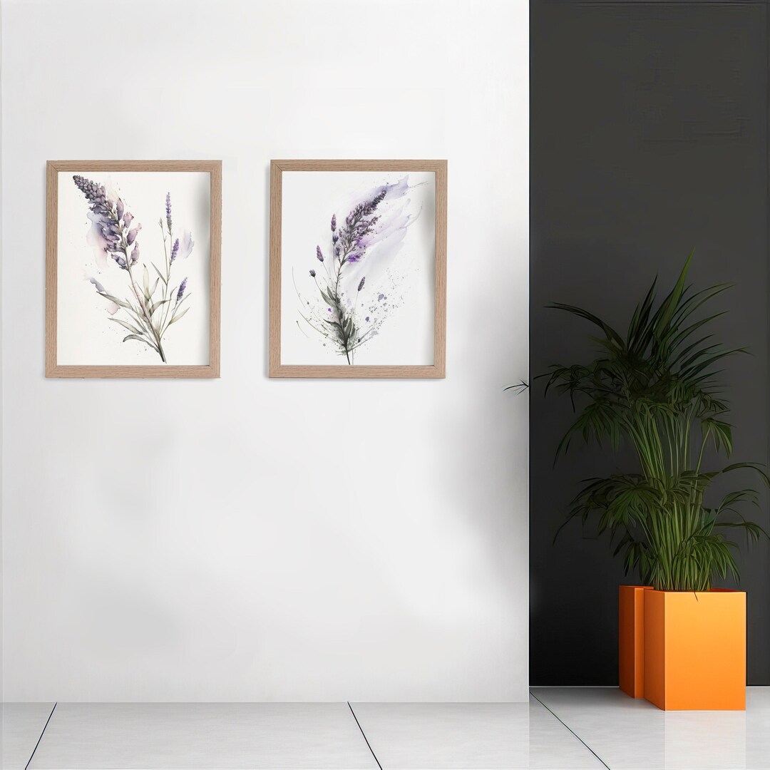 Set of 2 Lavender Wall Art for Lavender Wall Decor Botanical Print ...