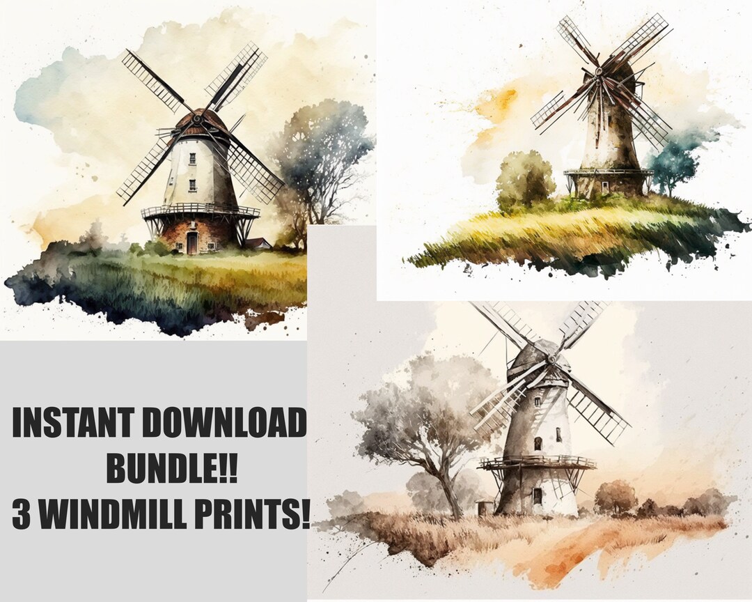 Windmill Wall Art INSTANT DOWNLOAD, Windmill Wall Art, Farm Style Art ...