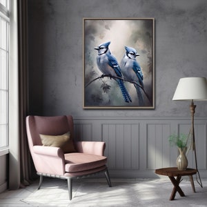 Blue Jay Wall Decor for Livingroom Blue Jay Watercolor Print for ...
