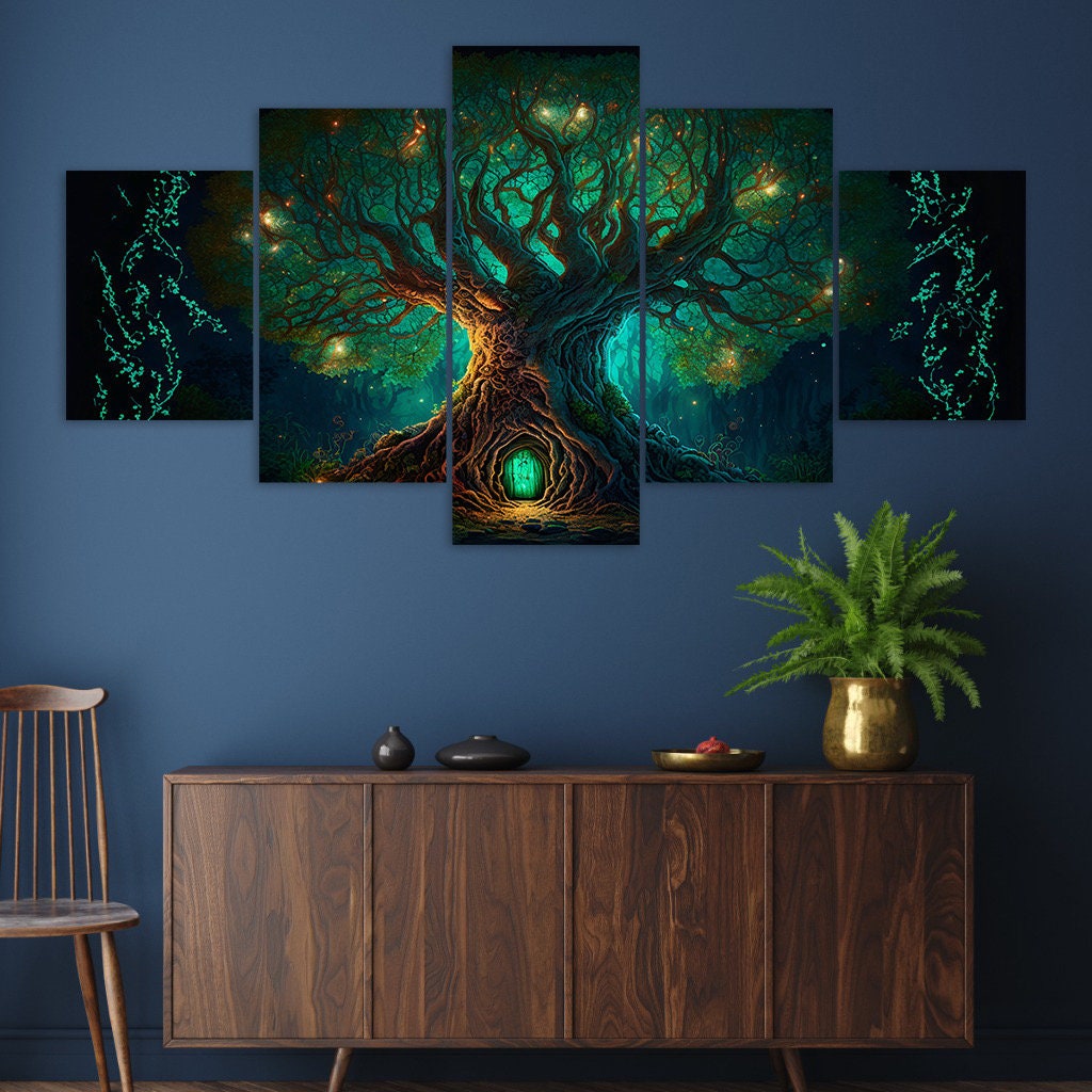 Enchanted Tree of Life Forest 5 Piece Canvas Wall Art Framed - Etsy