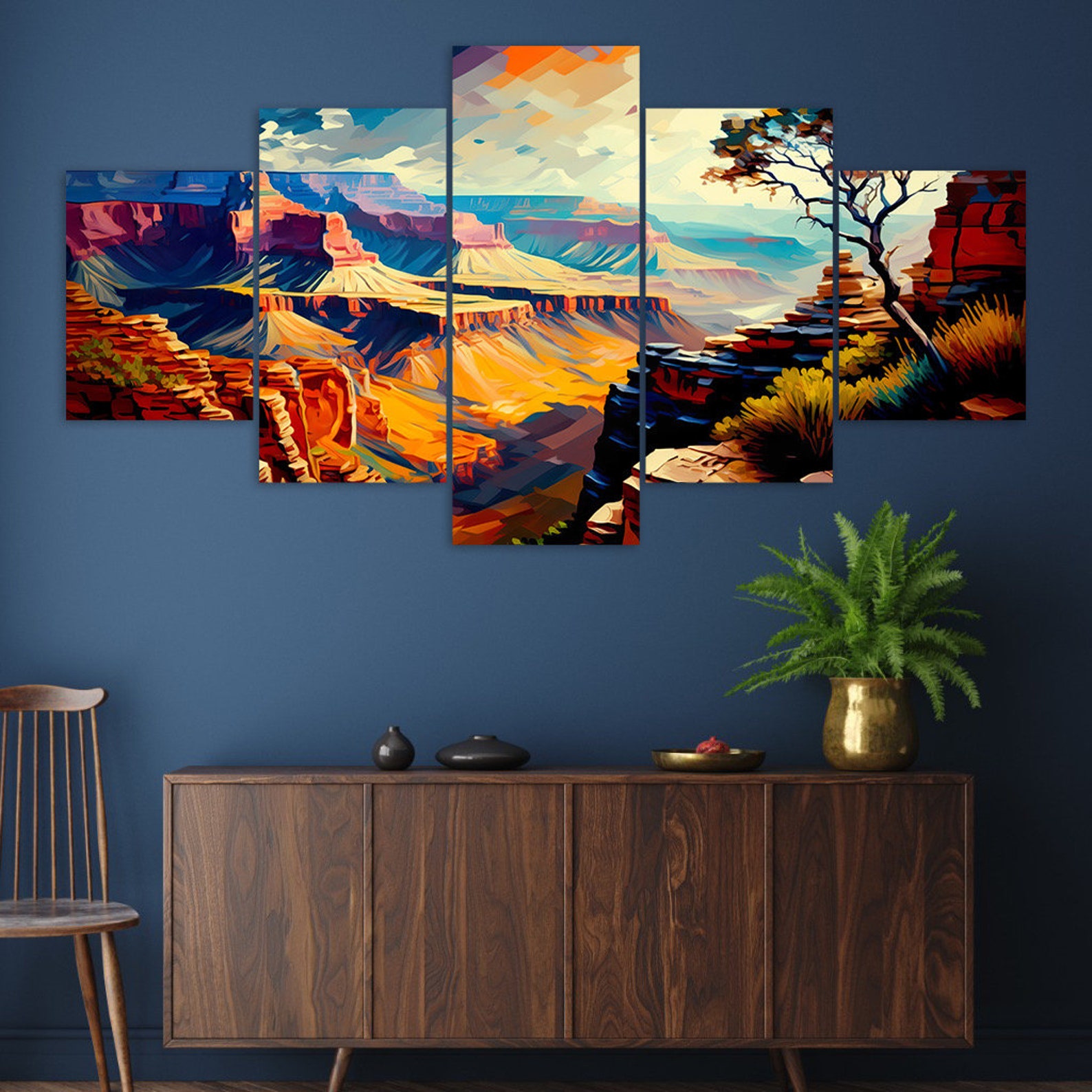 Grand Canyon Arizona 5 Piece Canvas Wall Art Framed Multi Panel Prints ...