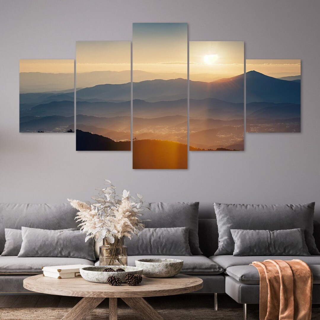 Mountain Landscape Canvas Wall Art: 5 Piece Multi Panel Print - Etsy