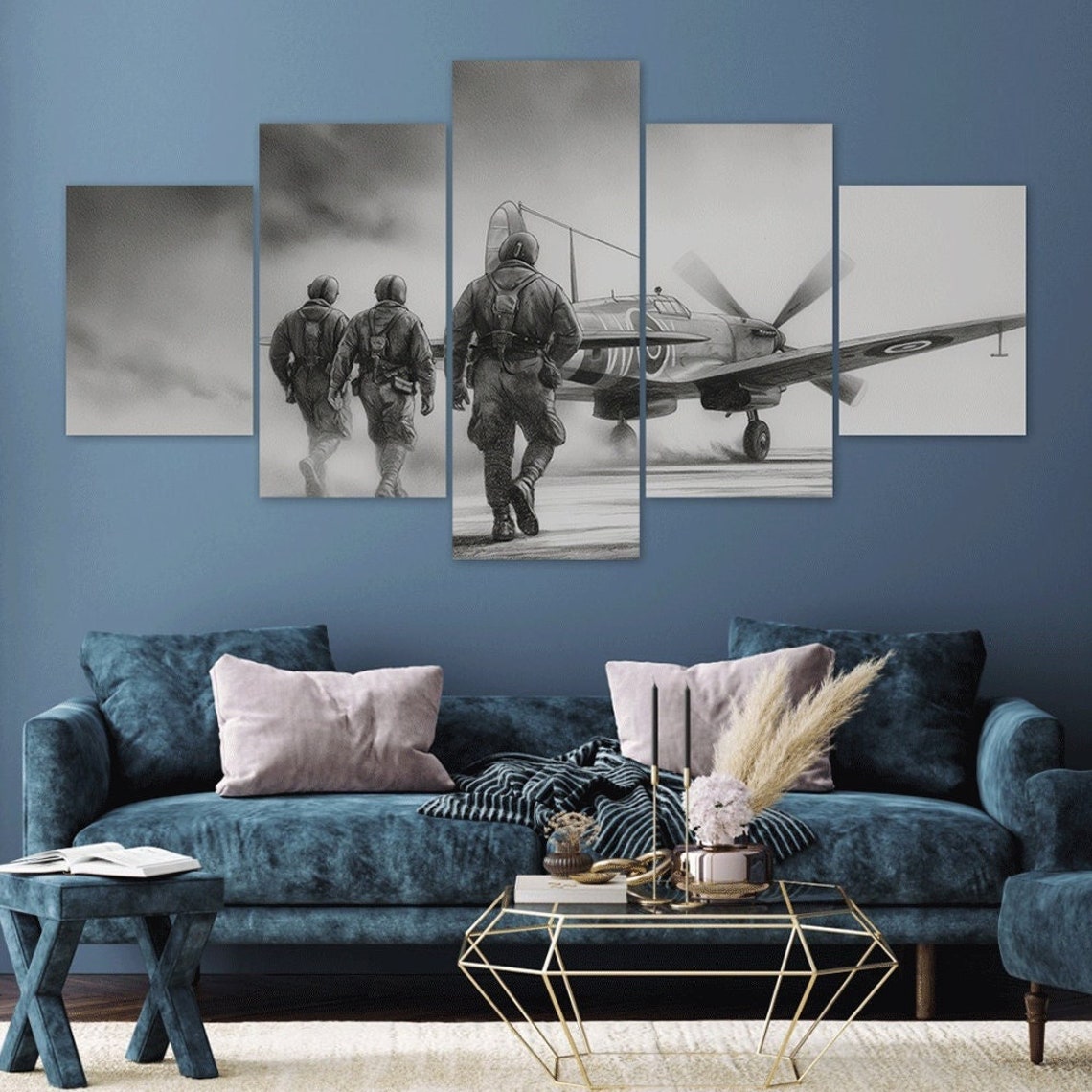 Air Force Pilots Walking to Fighter Aircraft 5 Piece Canvas Wall Art ...