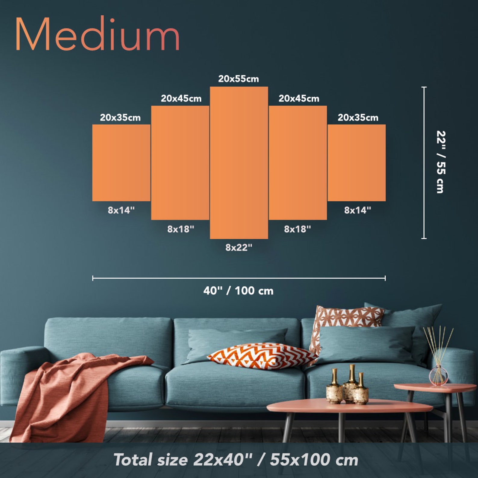 Blue Gold Marble Luxury Abstract Patterns 5 Piece Canvas Wall - Etsy