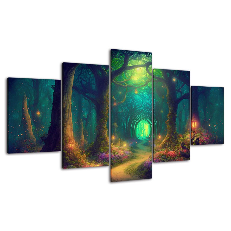 Magical Fantasy Forest Pathway 5 Piece Canvas Wall Art Framed - Etsy