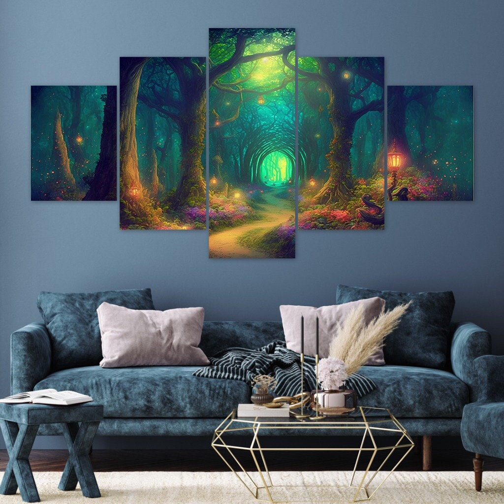 Magical Fantasy Forest Pathway 5 Piece Canvas Wall Art Framed - Etsy