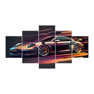 Porsche Turbo Abstract 5 Piece Canvas Wall Art Framed Multi Panel ...