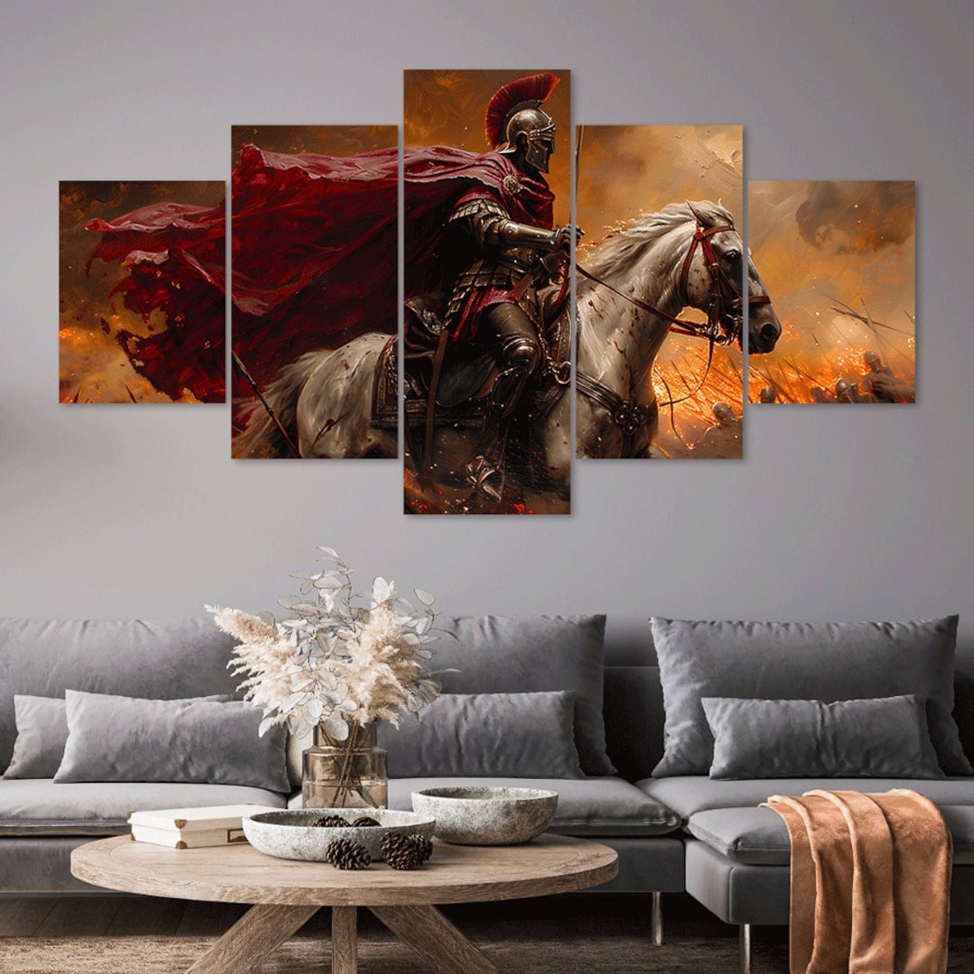 Roman Warrior Battle Scene Canvas Wall Art, 5 Panel Print - Etsy