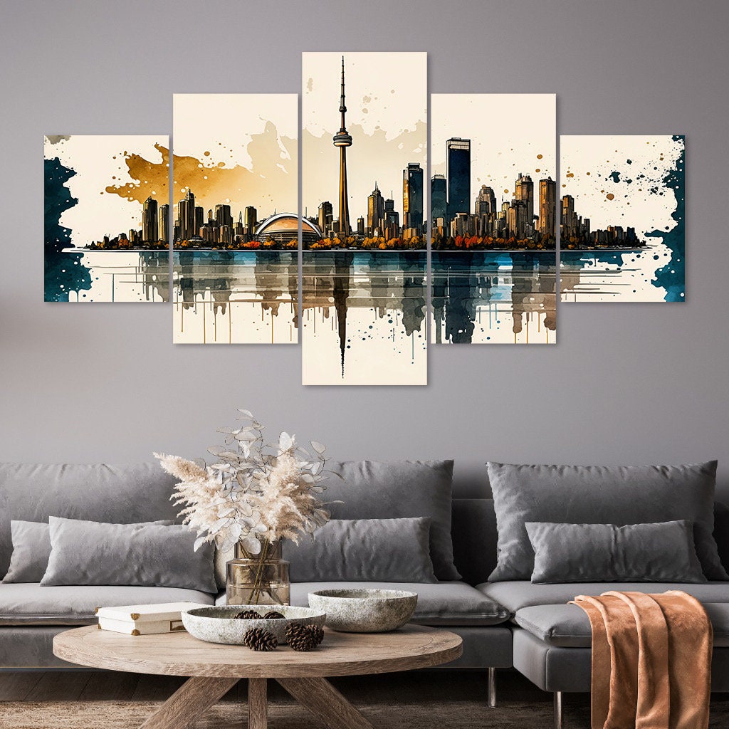 Downtown Toronto Skyline 5 Piece Canvas Wall Art Framed Multi - Etsy