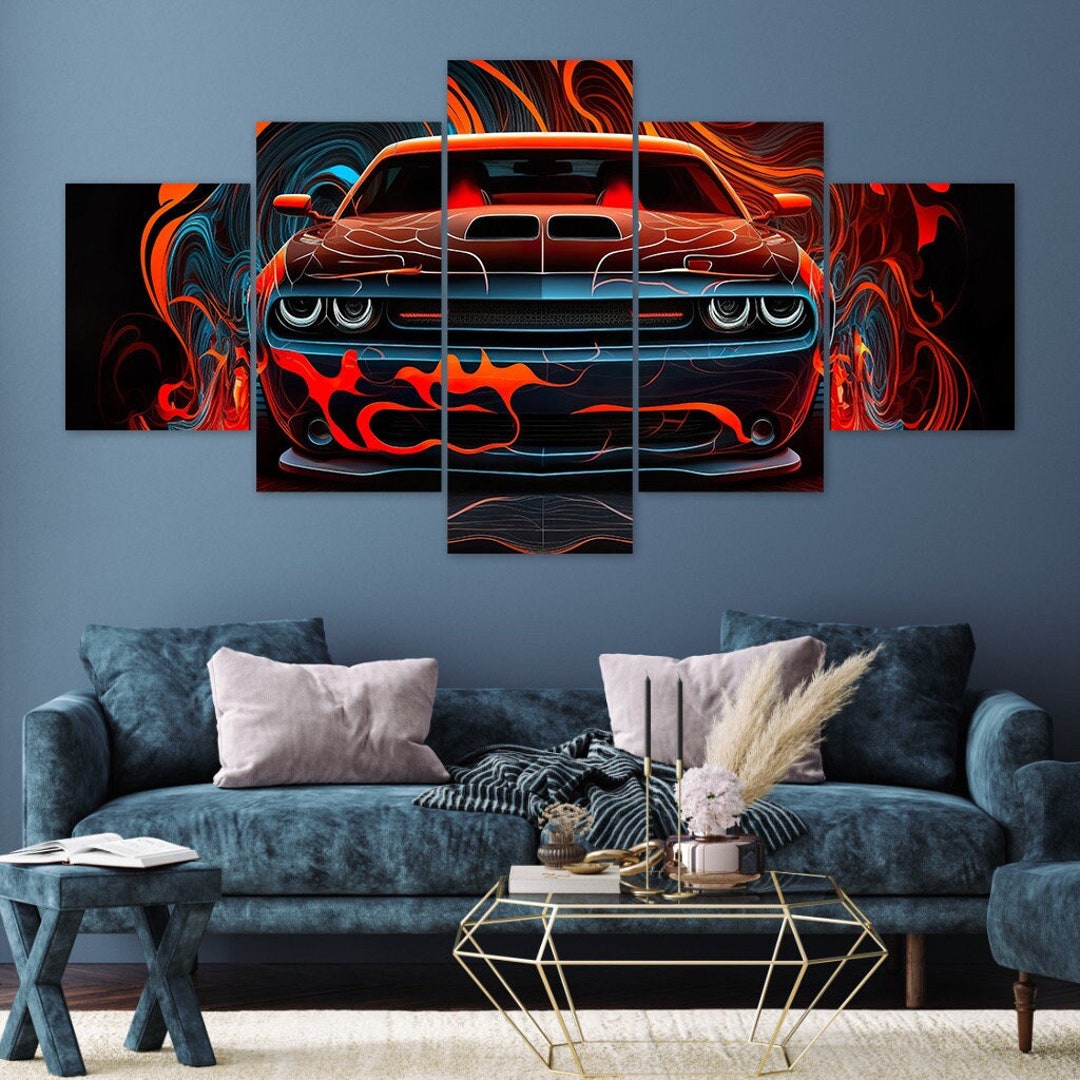 Dodge Challenger Canvas Art, 5 Panel Modern Car Wall Decor - Etsy