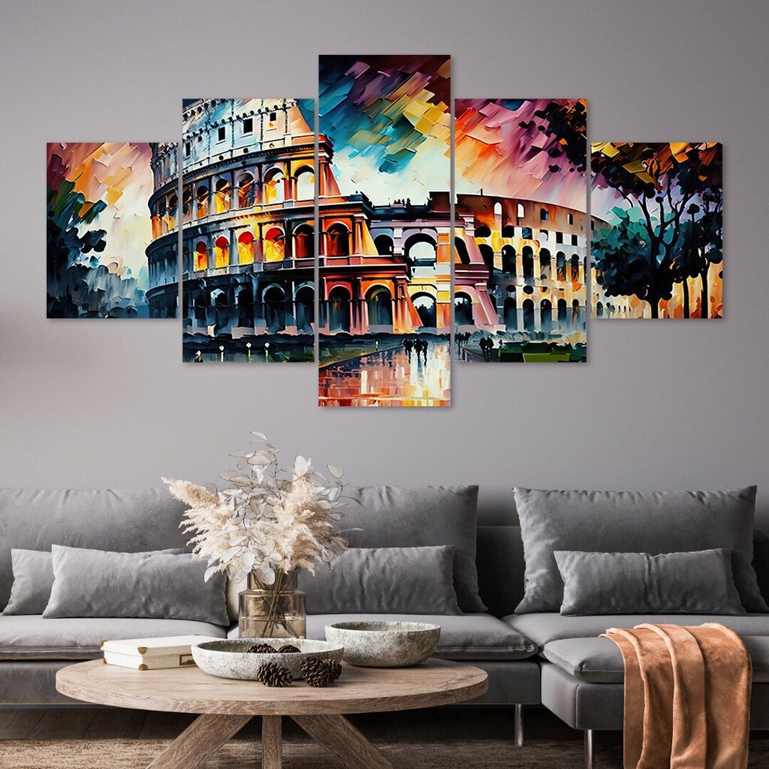 Colosseum Canvas Wall Art, 5 Panel Abstract Rome Print - Etsy