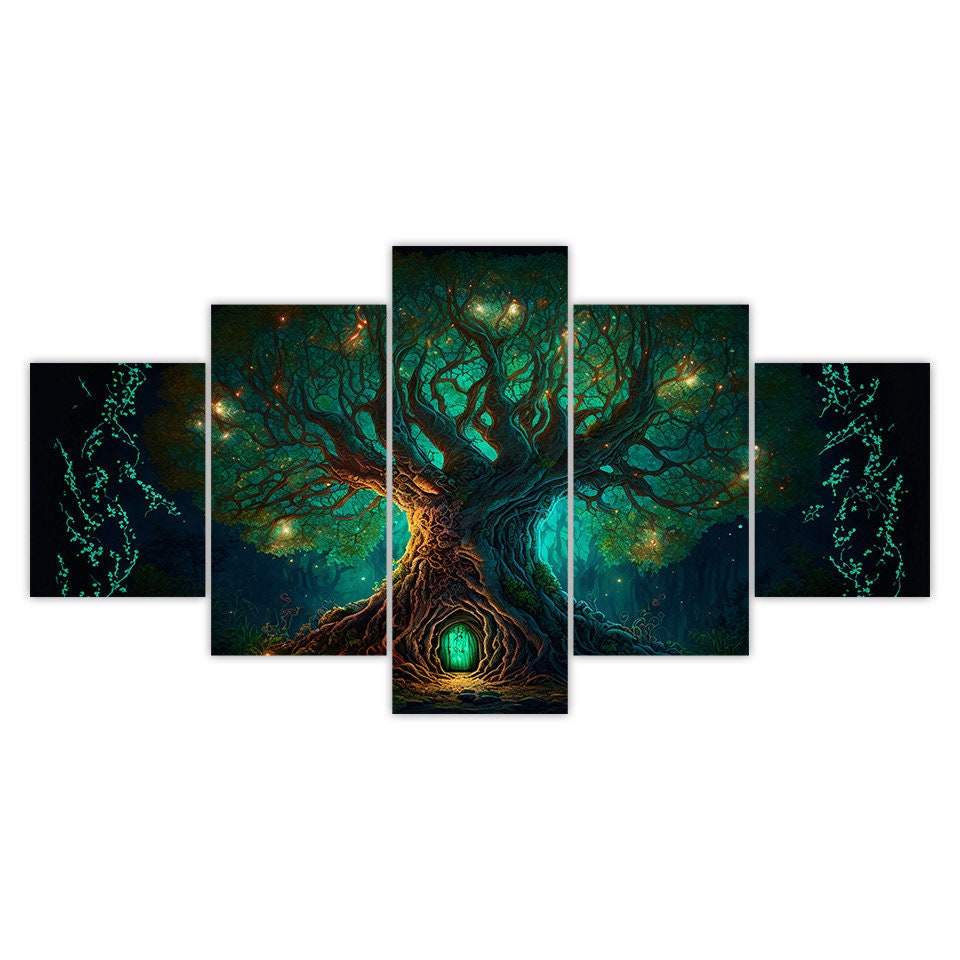 Enchanted Tree of Life Forest 5 Piece Canvas Wall Art Framed - Etsy