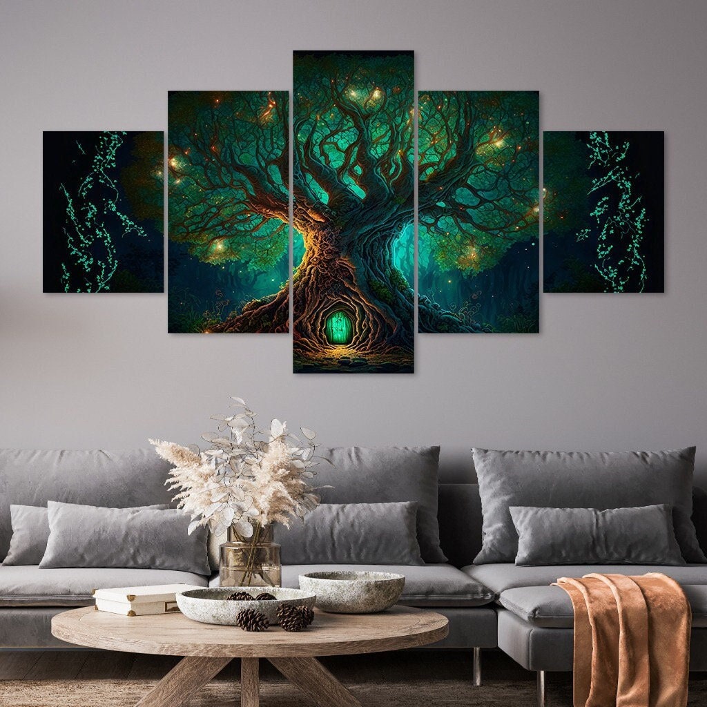 Enchanted Tree of Life Forest 5 Piece Canvas Wall Art Framed - Etsy