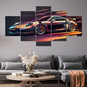 Porsche Turbo Abstract 5 Piece Canvas Wall Art Framed Multi Panel ...