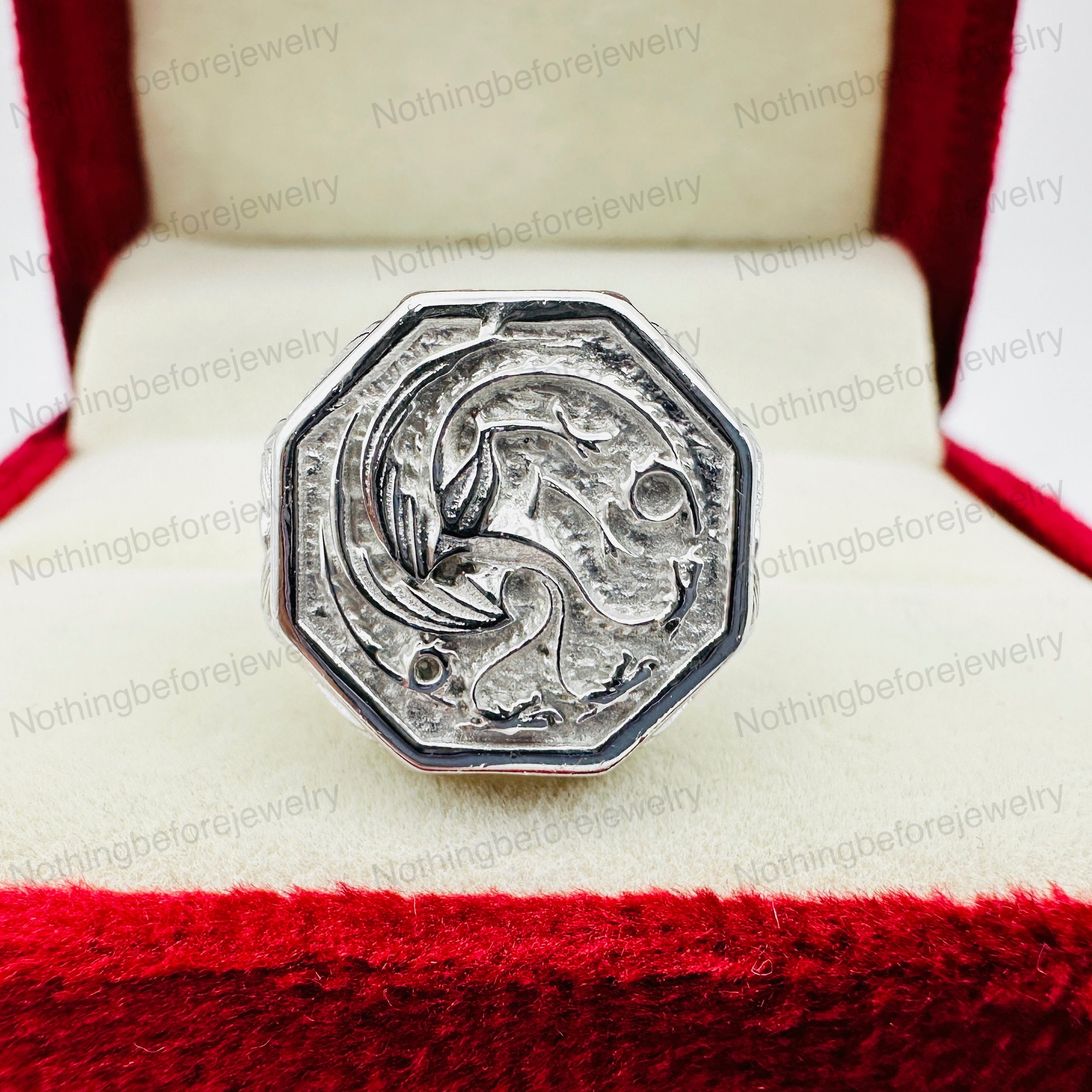 Handmade Dragon Signet Ring: Engraved Sterling Silver Fantasy Jewelry ...