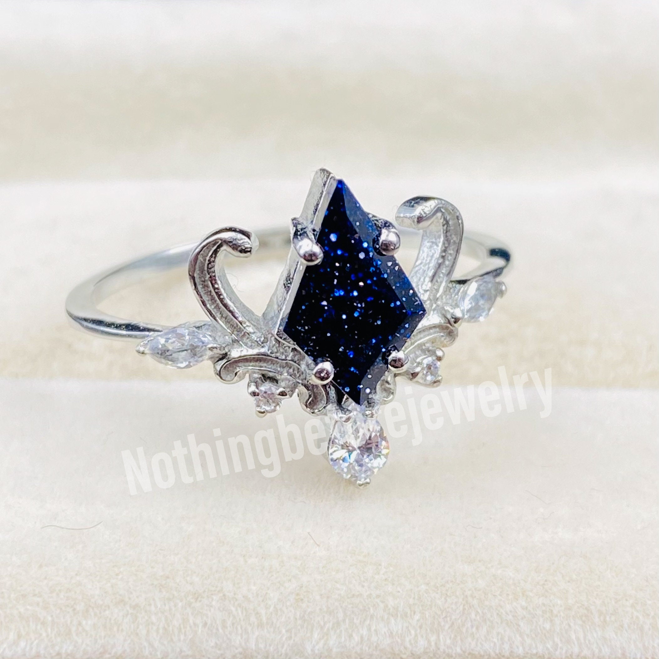 Vintage Kite Shape Blue Sandstone Ring Engagement Ring Blue - Etsy