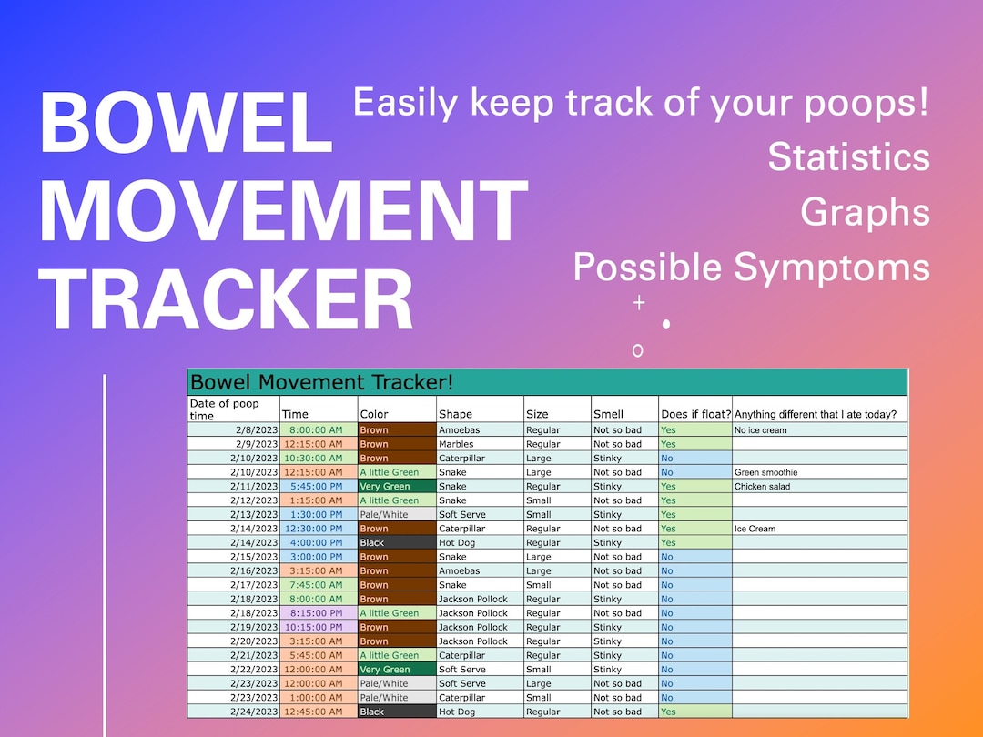 Bowel Movement Google Sheets Tracker - Etsy