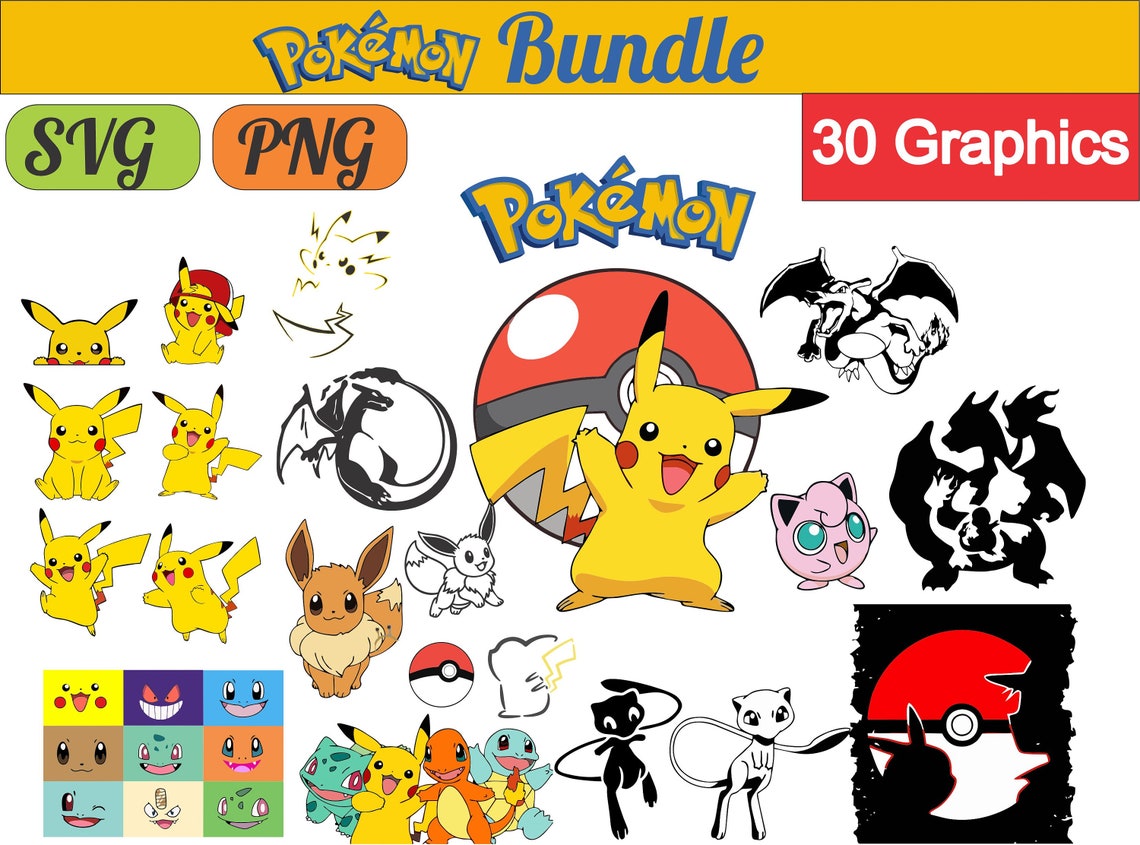 Pokemon Logos Digital Downloads File Bundle (SVG, PNG), Cricut Ready - Etsy