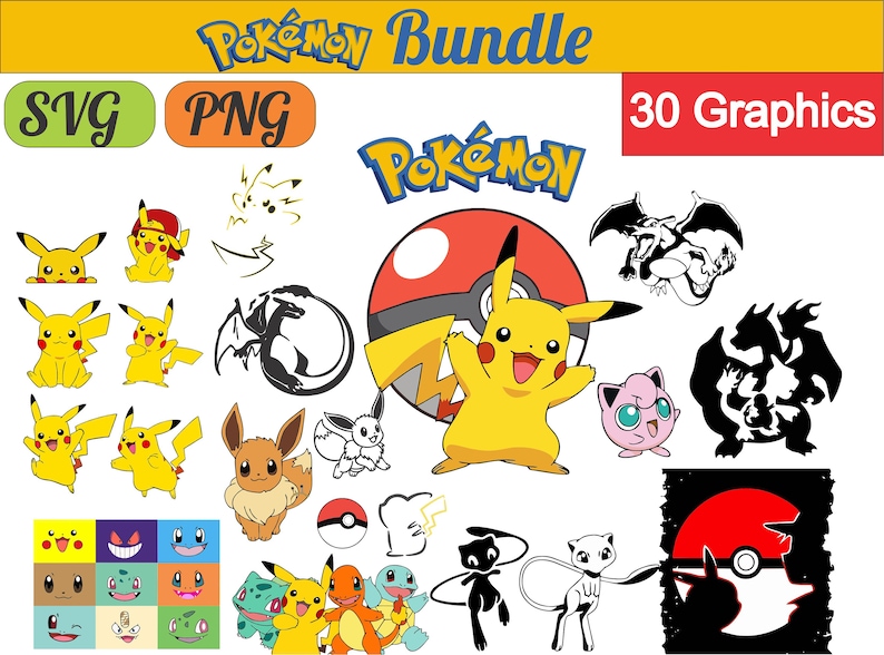 Pokemon Logos Digital Downloads File Bundle (SVG, PNG), Cricut Ready - Etsy