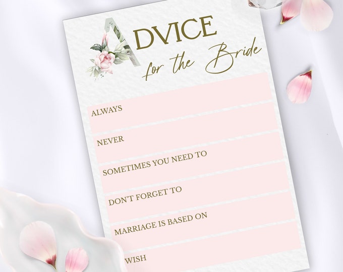 Advice for the Bride Note Cards, Bridal Advice Cards, Bridal Shower ...