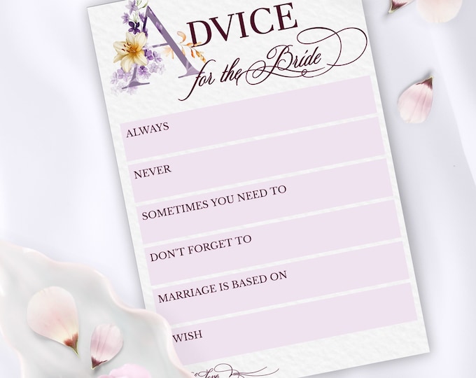 Advice for the Bride Note Cards, Bridal Advice Cards, Bridal Shower ...