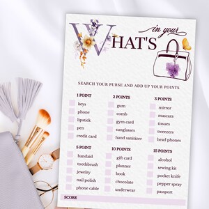 Whats in Your Purse Game, Whats in My Purse Scavenger Hunt Game, Ladies ...