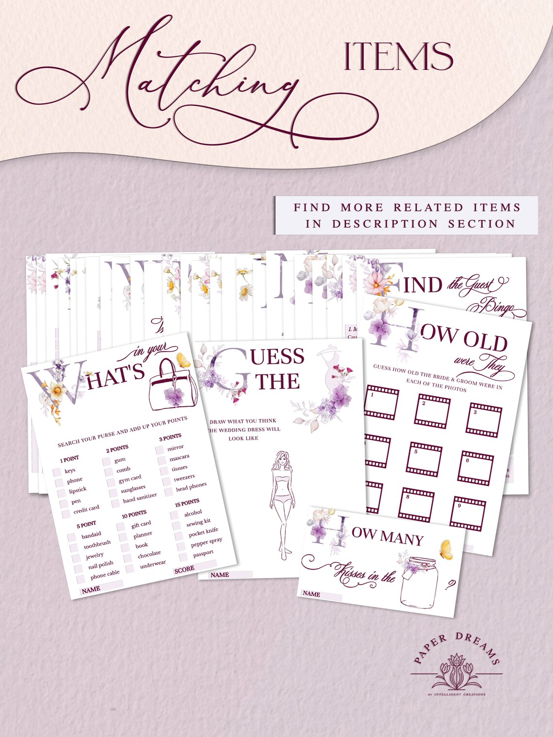 Whats in Your Purse Game, Whats in My Purse Scavenger Hunt Game, Ladies ...
