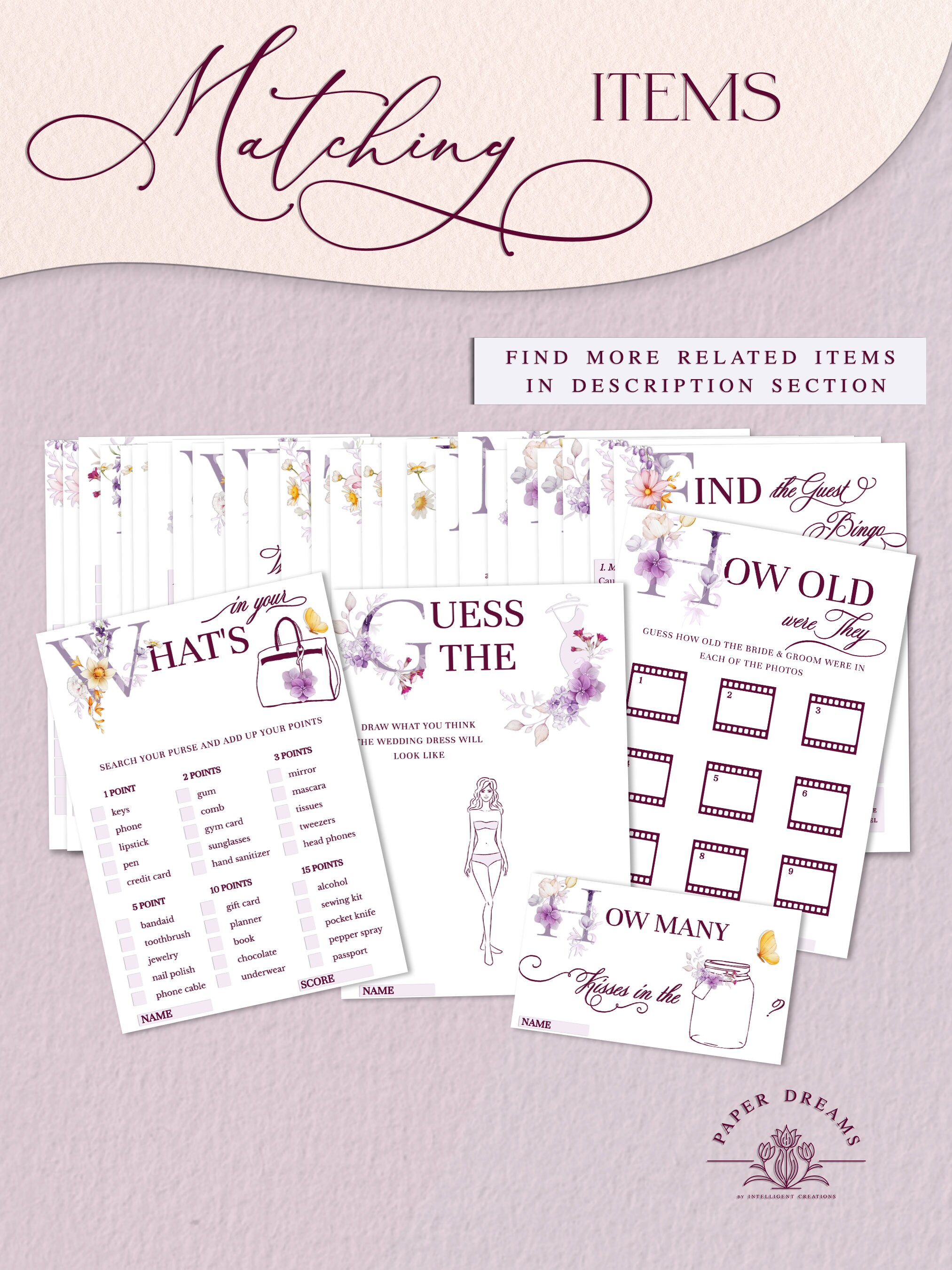 Whats in Your Purse Game, Whats in My Purse Scavenger Hunt Game, Ladies ...