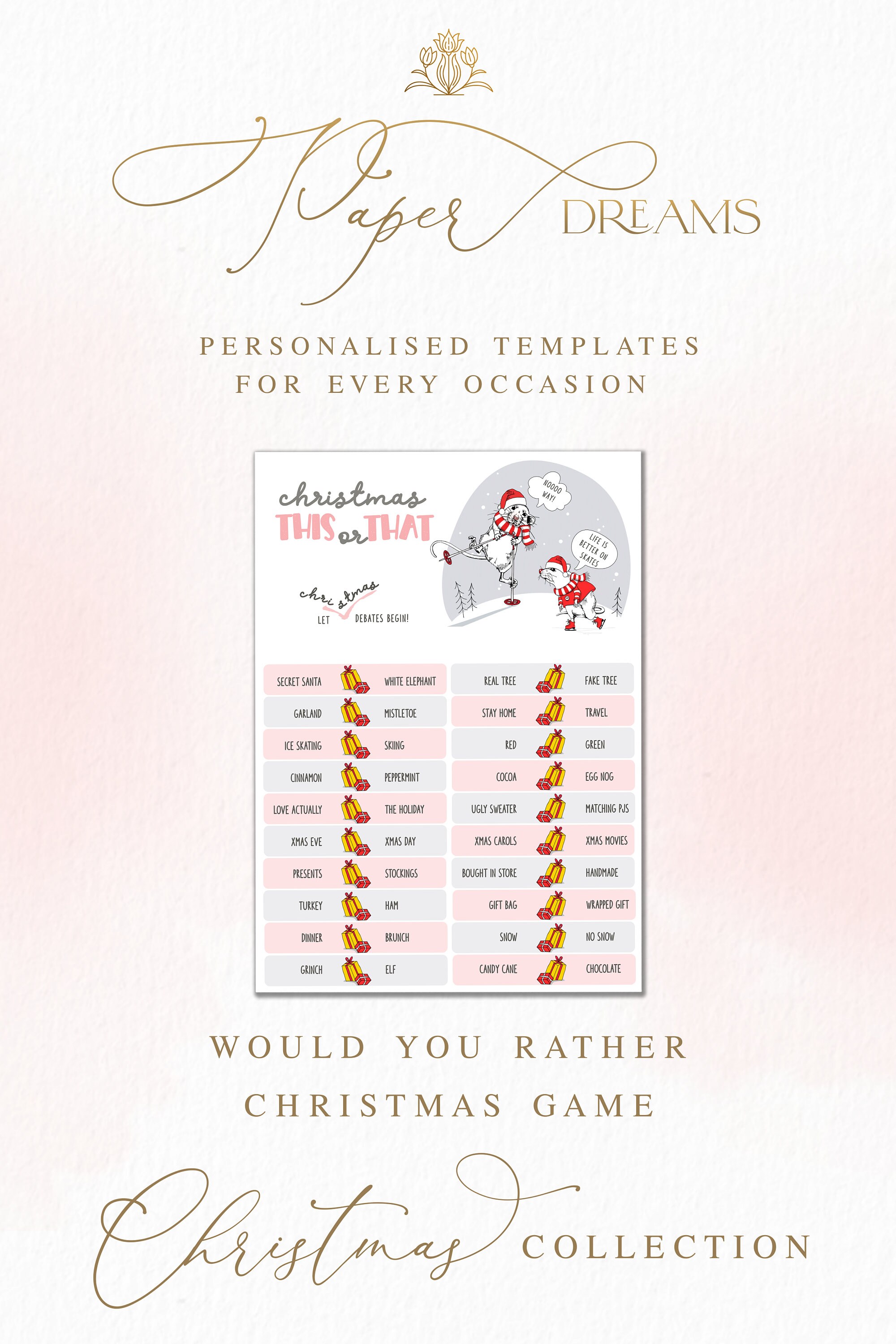 Would You Rather Christmas Game, Family Christmas Party Game, Christmas ...