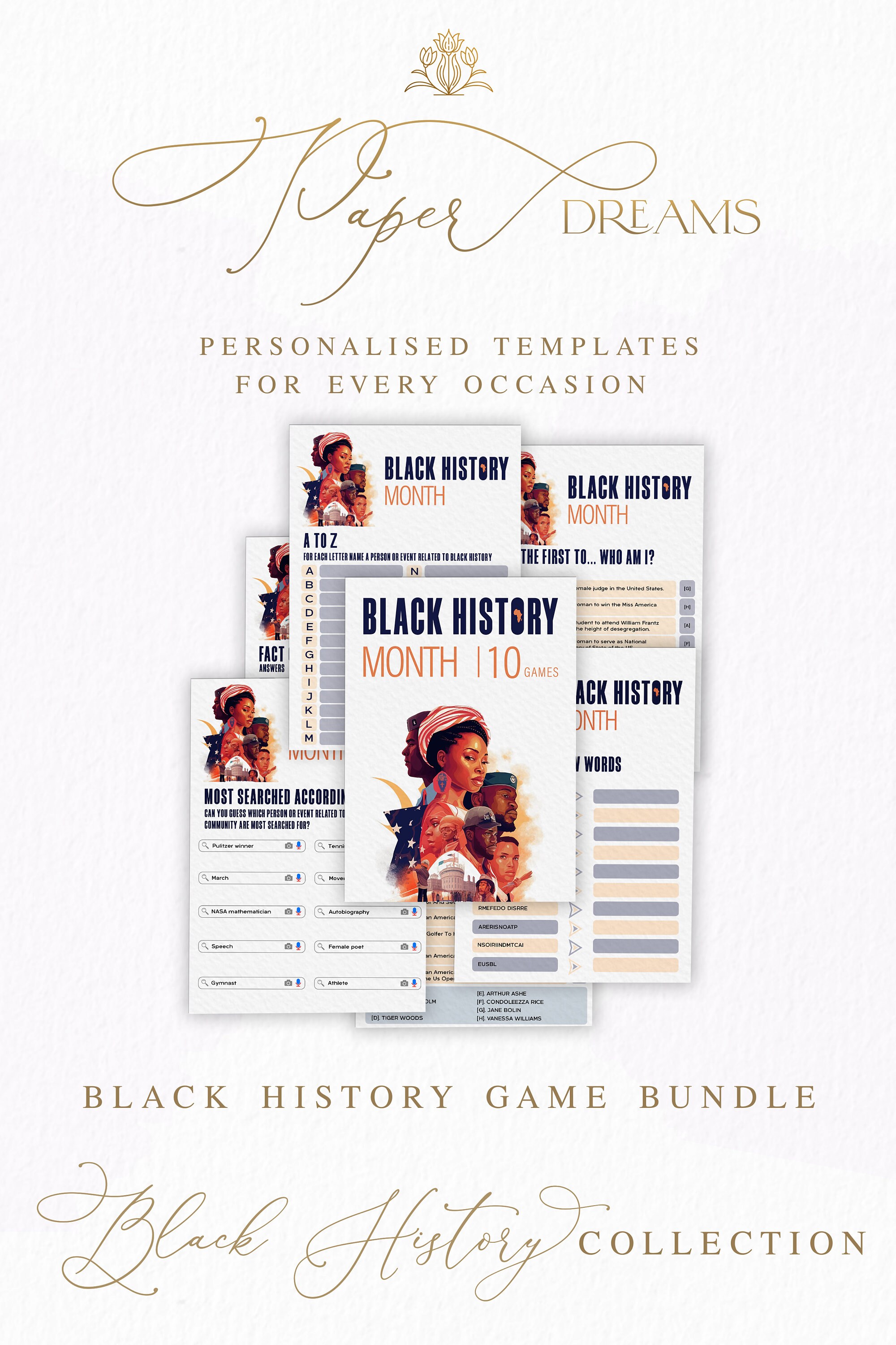 Black History Month Printable Games, I Am Black History Games for Kids ...