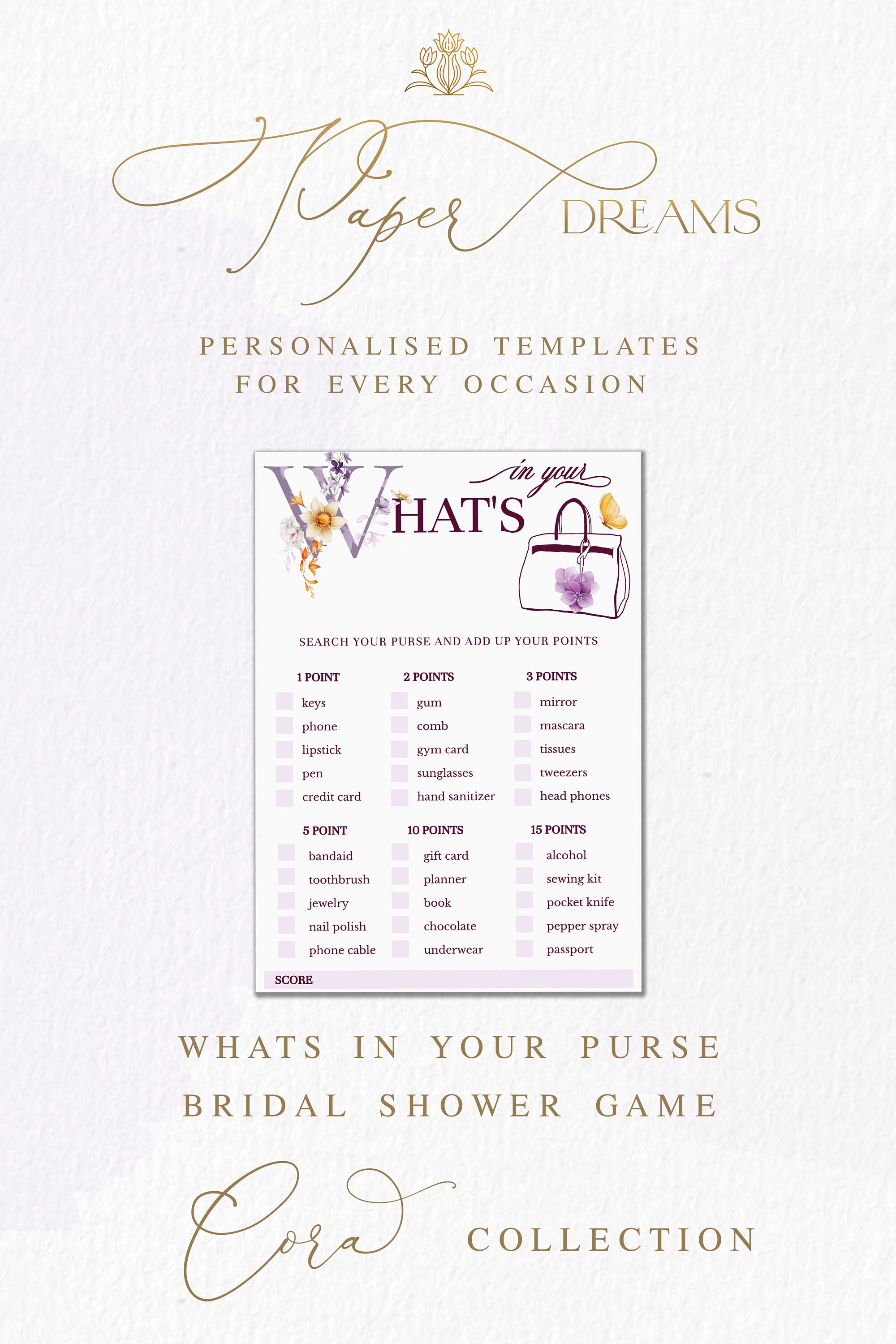 Whats in Your Purse Game, Whats in My Purse Scavenger Hunt Game, Ladies ...