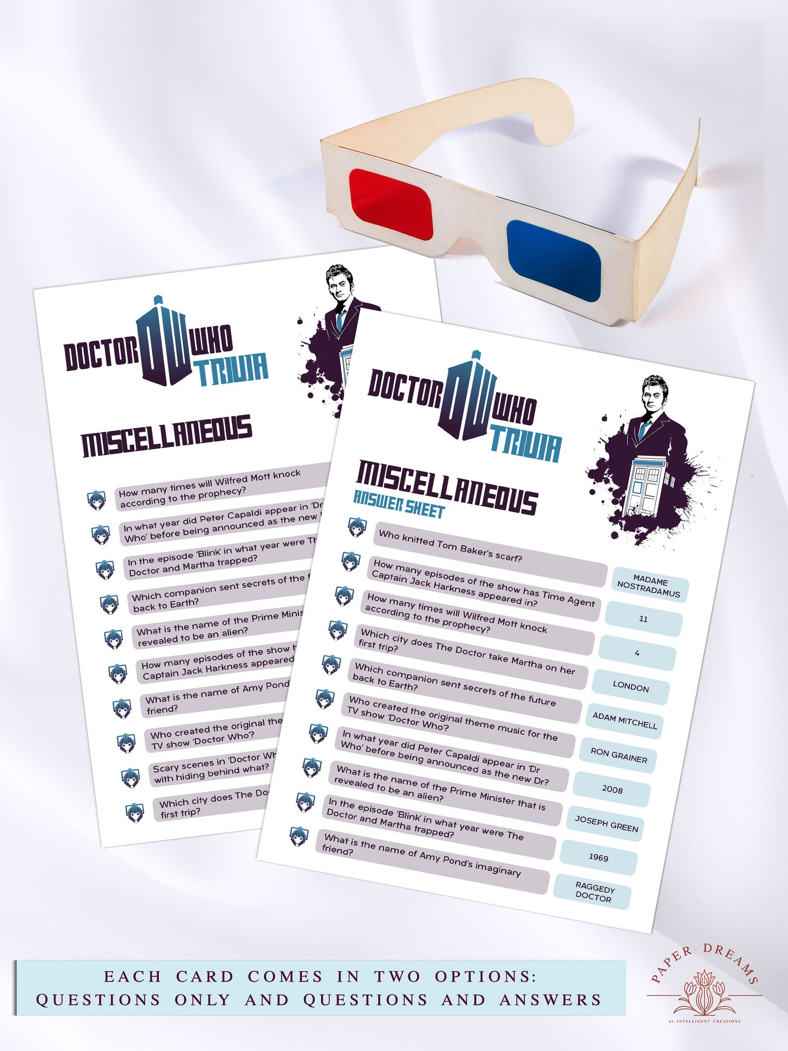 Doctor Who Trivia Cards, Dr Who Trivia Night Printable Games, Scifi ...