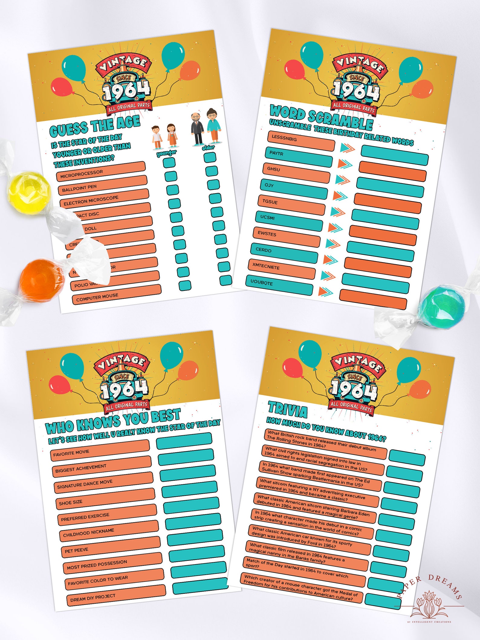 Back in 1964 60th Birthday Party Games, 60th Birthday Games for Adults ...