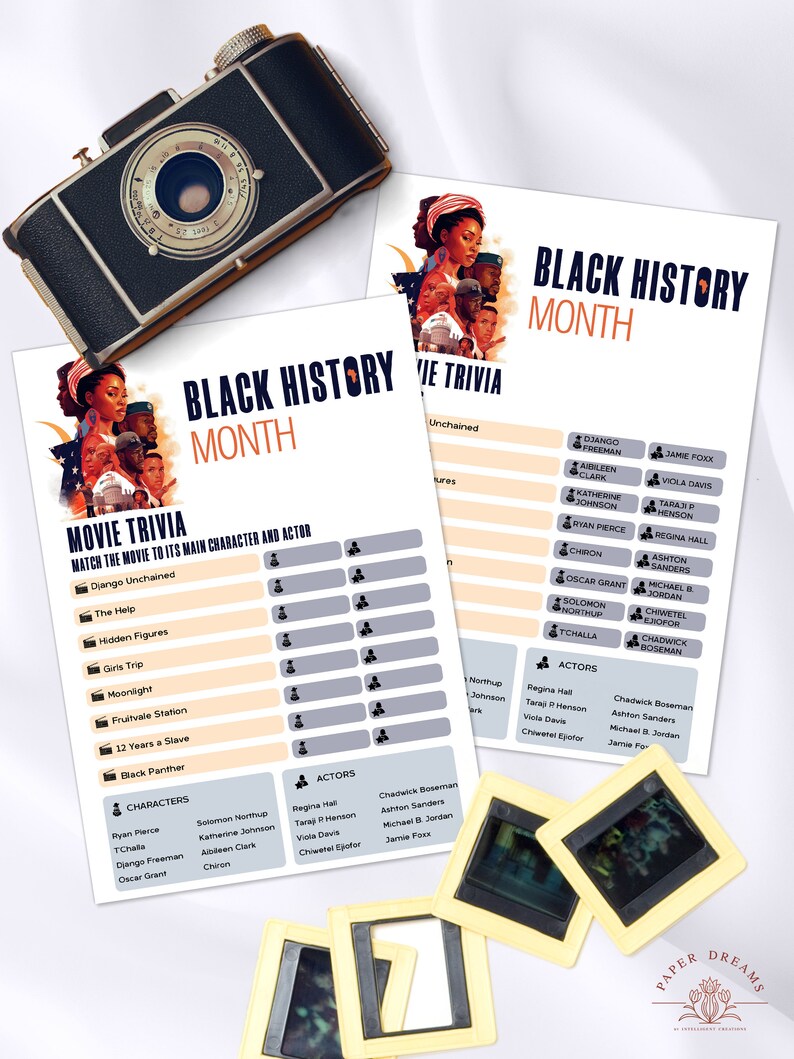 Black History Movie Trivia Game, Black History Month Printable Games, I ...