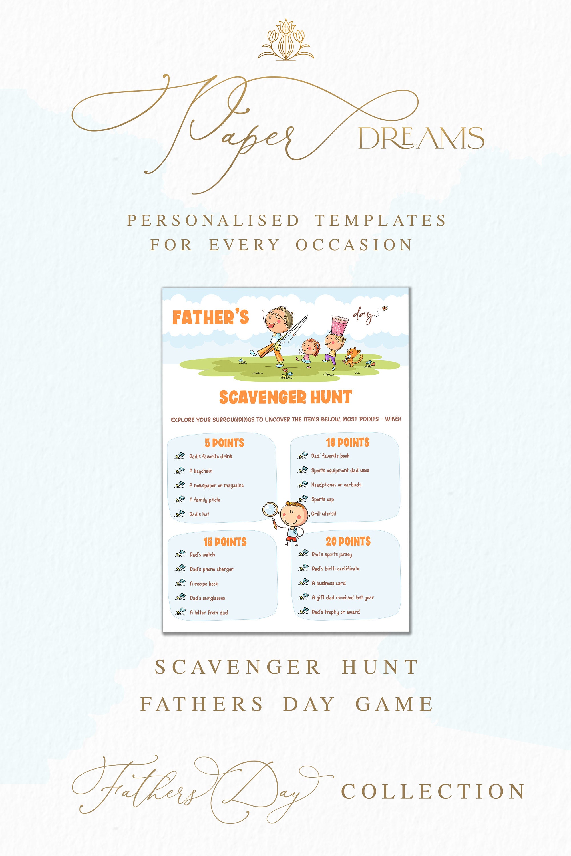 Funny Fathers Day Home Scavenger Hunt Printable Game for Kids and ...