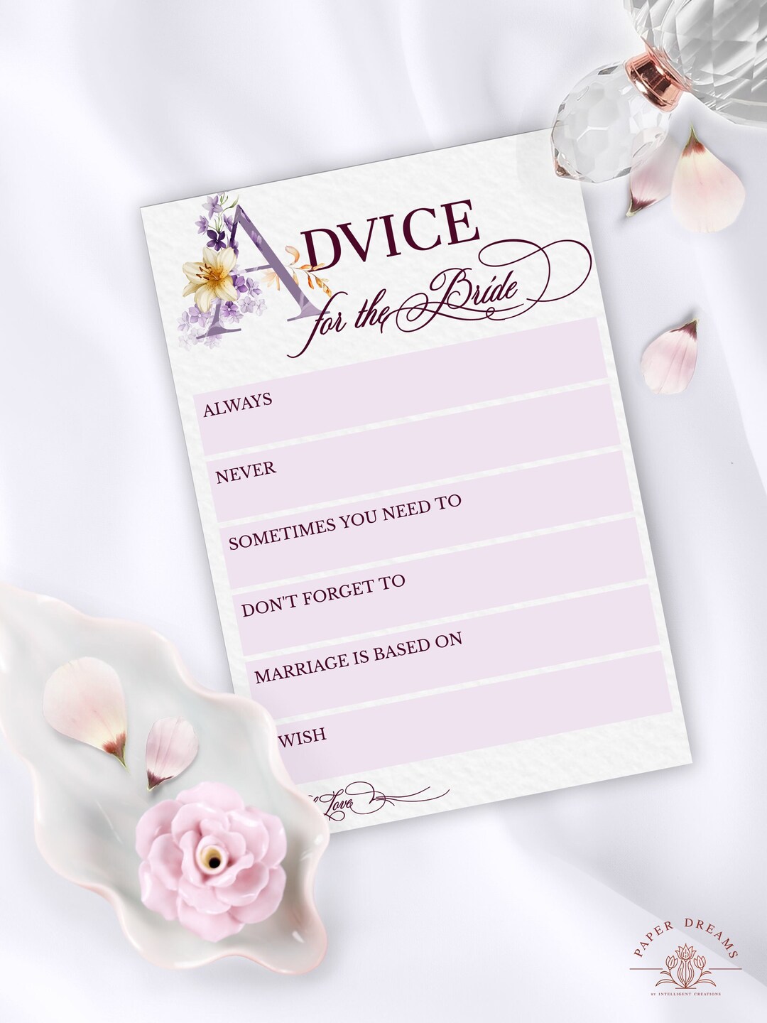 Advice for the Bride Cards, Advice Cards for Bridal Shower, Bridal ...