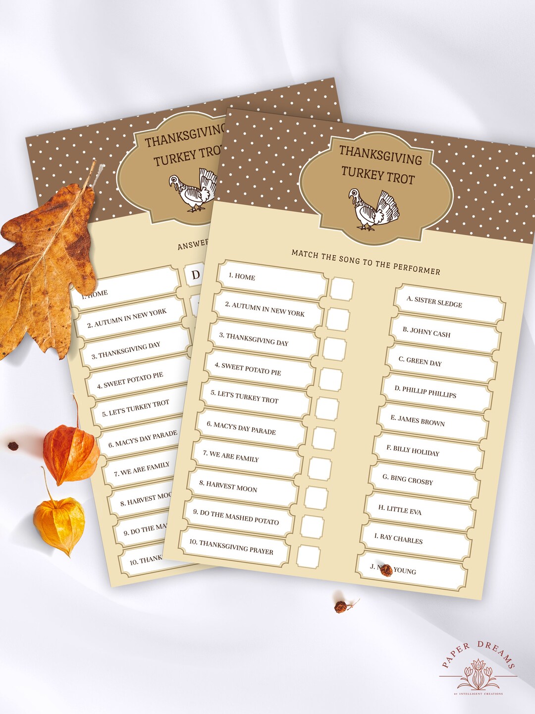 Thanksgiving Music Match up Game, Printable Holiday Games for Adults ...