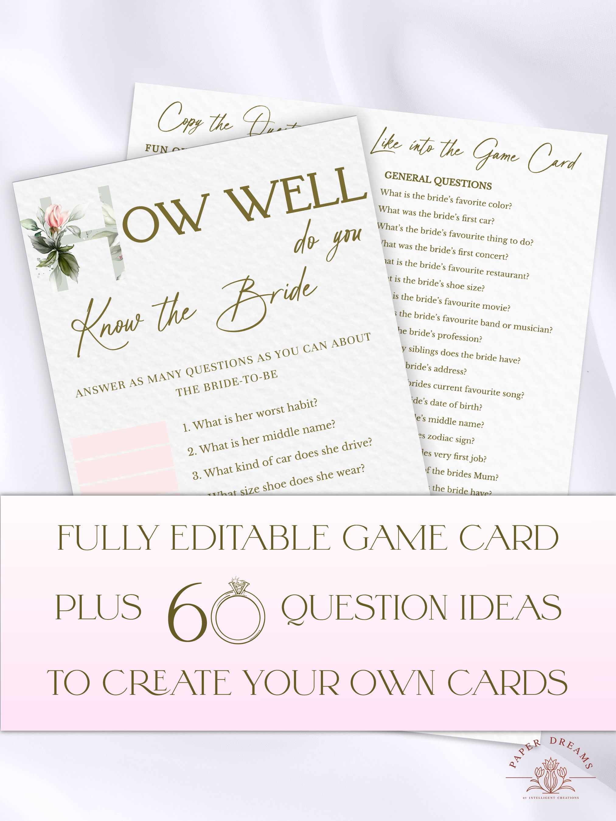 Who Knows the Bride Best Game, How Well Do You Know the Bride, Bridal ...
