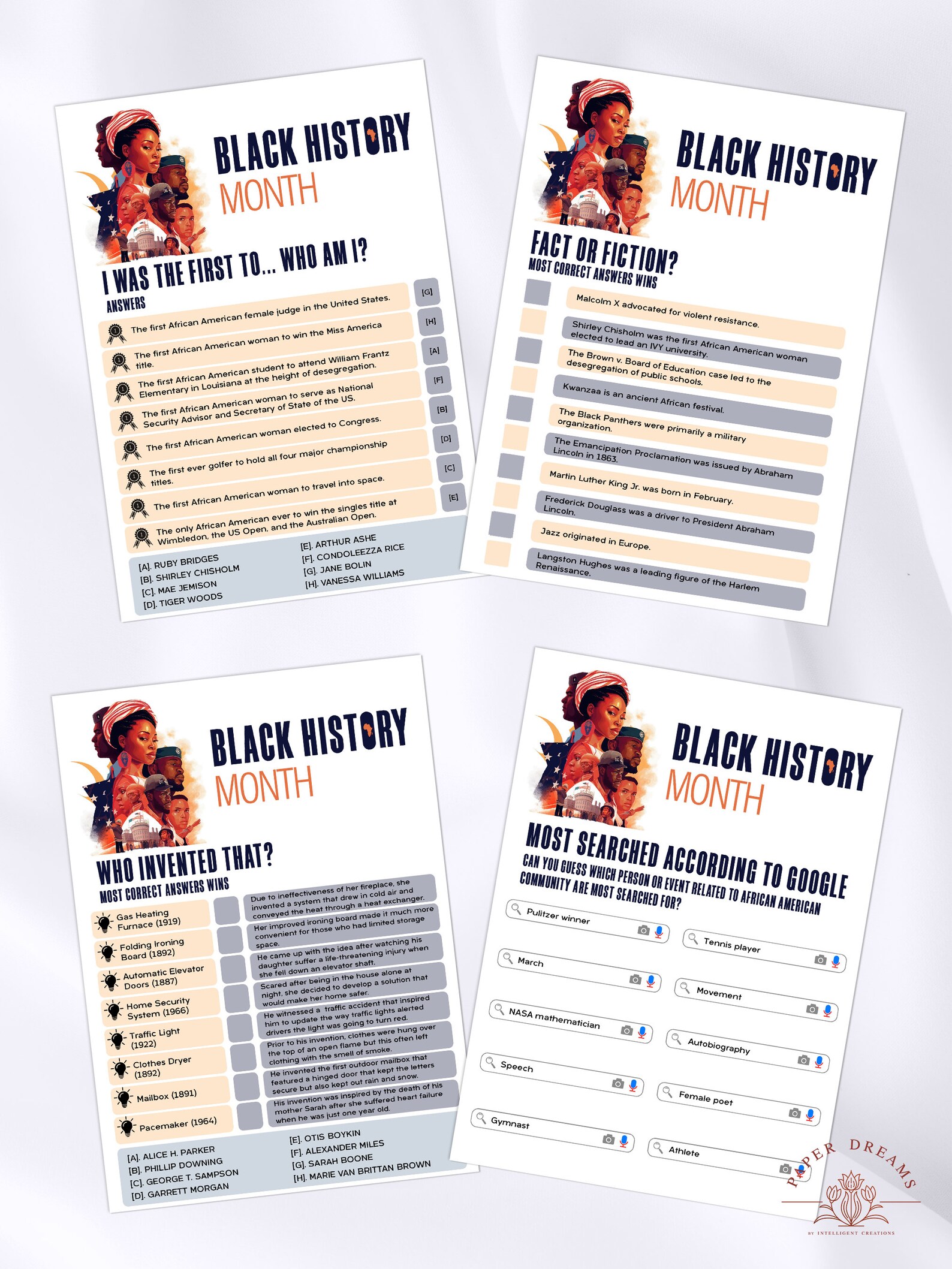 Black History Month Printable Games, I Am Black History Games for Kids ...