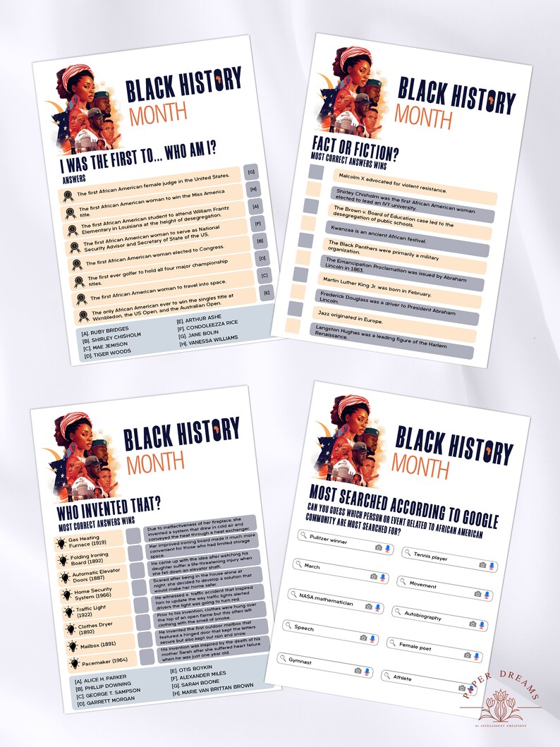 Black History Month Printable Games, I Am Black History Games for Kids ...